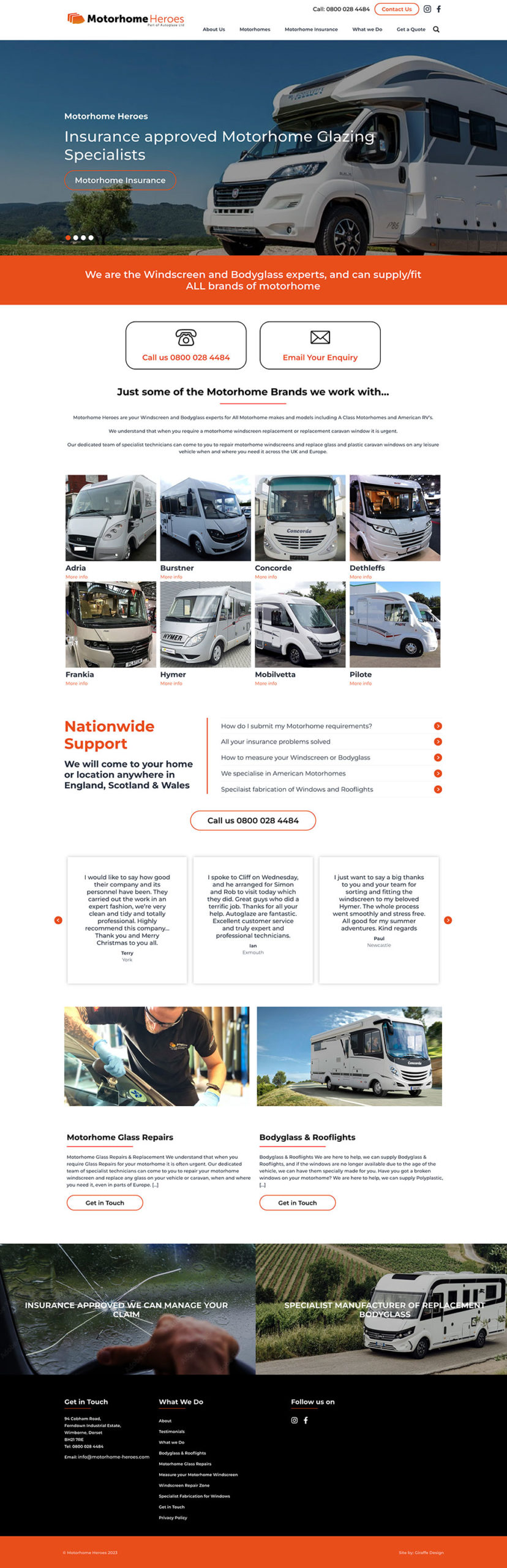 Giraffe - Website Design & Development - Motorhome Heroes